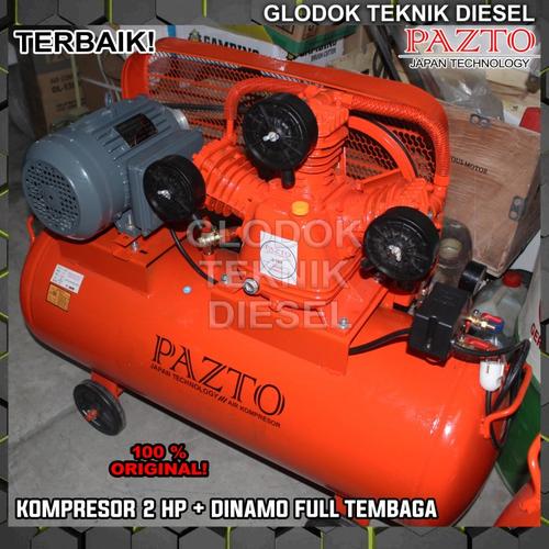 Jual PAZTO Kompresor Angin 2 HP + Dinamo 3 HP 1 PHASE Motor Compressor ...