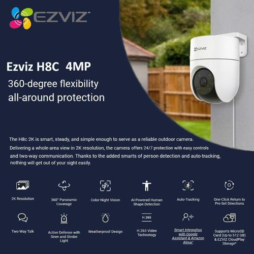 Jual EZVIZ H8C 4MP 2K Outdoor IP Camera Pan & Tilt 360 CCTV Wifi IPCAM ...