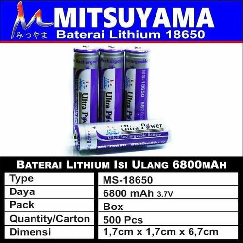 Jual Baterai 18650 Mitsuyama MS-18650 6800 mAh - Jakarta Barat - Iantronik Indonesia | Tokopedia