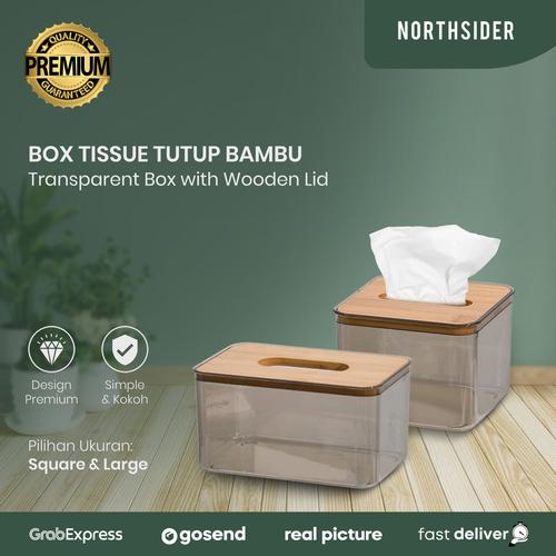 Promo Tempat kotak tisu box tissue tutup bambu transparent hitam ...