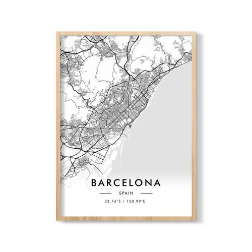Jual Poster "Barcelona City Map" + Premium Frame Kayu - Hitam, Frame ...