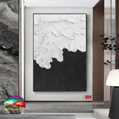 Jual Lukisan kanvas texture timbul hitam putih modern art painting - No ...