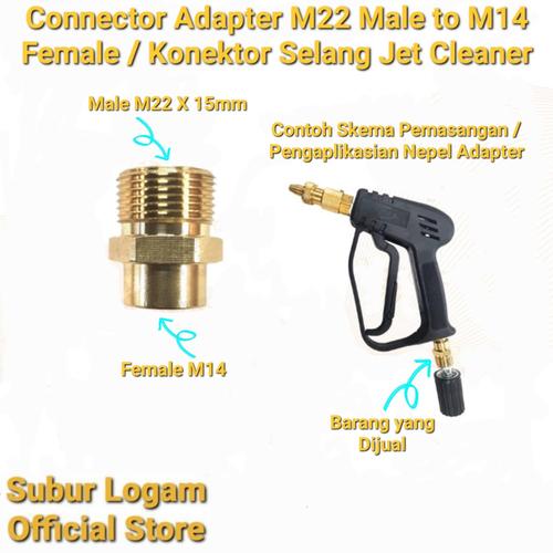 Jual Connector Adapter M22 Male to M14 Female Konektor Selang Jet ...