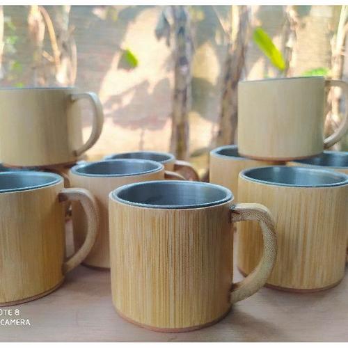 Jual gelas cangkir bambu stainless termurah food grade quality unik ...
