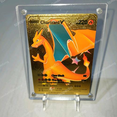 Jual CHARIZARD V NON SHINY POKEMON STUDIO GOLD COATING METAL SR VMAX ...