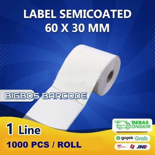 Jual 1000 PCS LABEL BARCODE 60 X 30 1 LINE KERTAS STICKER SEMICOATED ...