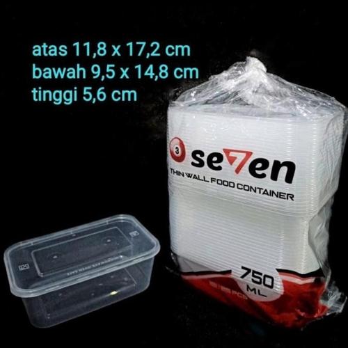 Jual thinwal 750 ml rectangle merk seven / food container persegi ...