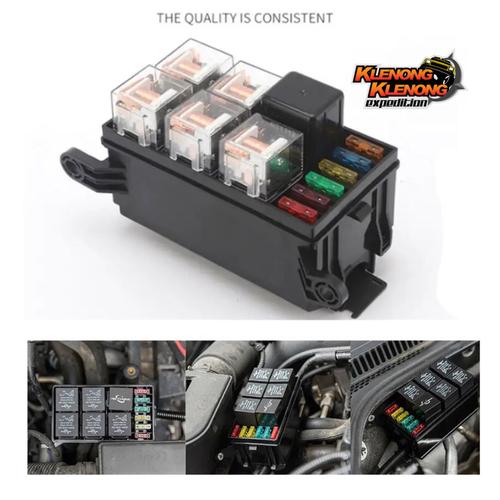 Jual fullset 6 Way Universal Relay Fuse Box Holder Block ATC/ATO 12V 24 ...