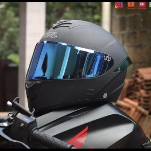 Jual Helm Snail FFS2 Black Doff Solid Matt Iridium Visor Fullface ...