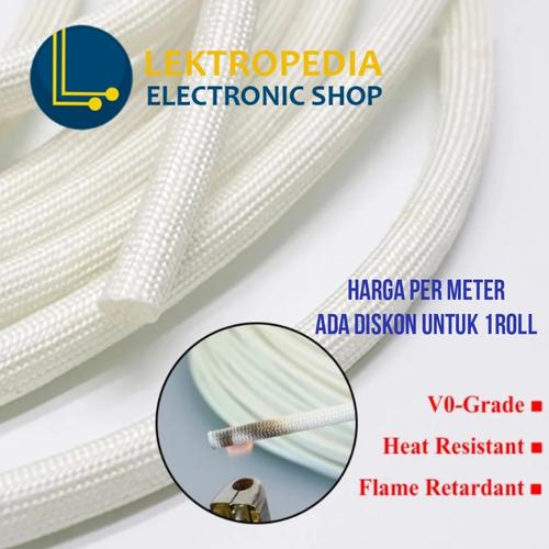 Jual Kulit Kabel Putih 8mm 8 mm Tahan Anti Panas Selang Asbes Pelindung ...