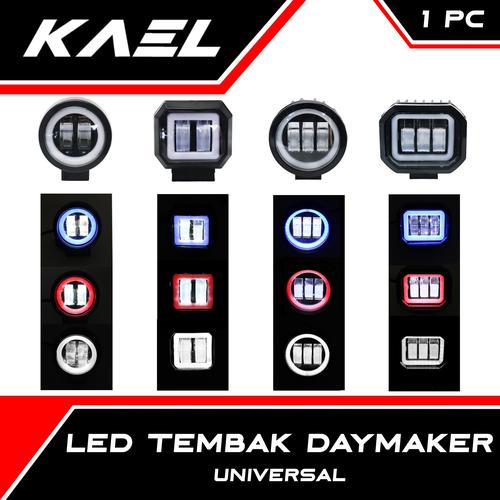 Jual Lampu LED Tembak Daymaker Motor Bulat Kotak 2 3 Lensa Biru Merah ...