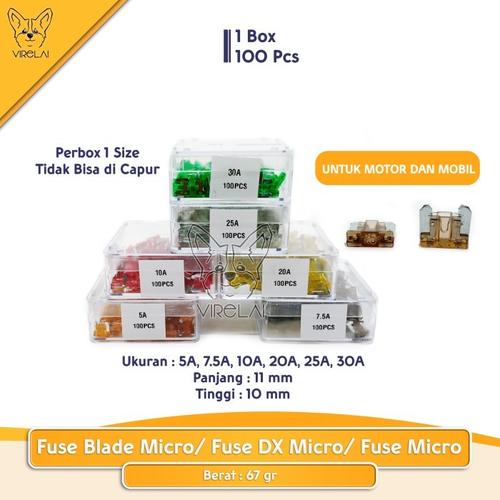 Jual [SATUAN / 1 BOX] Fuse Mikro/Sekring DX Micro 5/7.5/10/15/20/25/30A ...