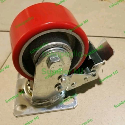 Jual Roda PU Heavy Duty Hidup+Rem ukuran 4" - Jakarta Barat - Sumber MJ ...