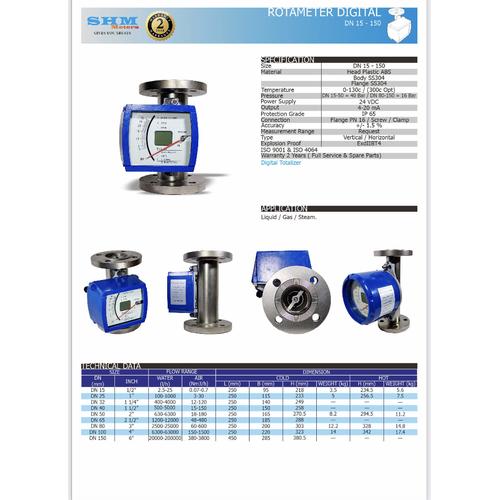 Jual Rotameter flow meter untuk air, digital dan analog, flange SS 304 ...