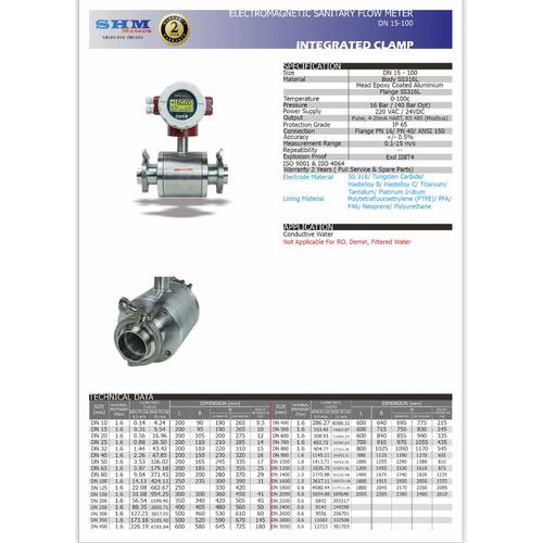 Jual Electromagnetic flow meter, sanitary clamp, SS 316L 1/2 inchi-4 ...