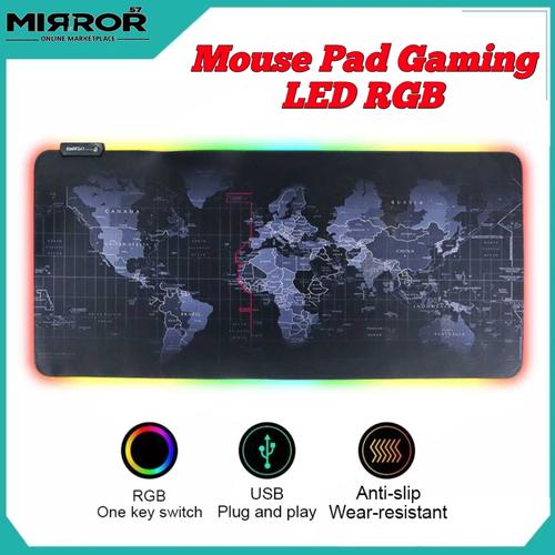 Jual Mouse Pad Gaming XL LED RGB Motif Peta Dunia Matras Meja Ukuran ...