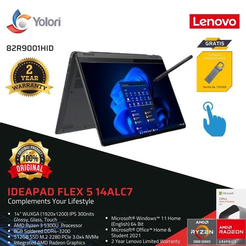 Promo Lenovo IdeaPad Flex 5 14ALC7 R7-5700U 16GB 512GB W11 OHS TOUCH - 1MID Cicil 0% 3x ...