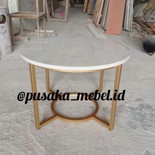 Jual meja tamu marmer bulat rangka besi gold, coffe table marmer bulat ...