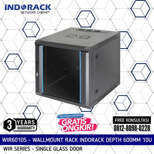 Promo WIR6010S Wallmount Rack INDORACK Depth 600mm 10U Glass Door Rak ...