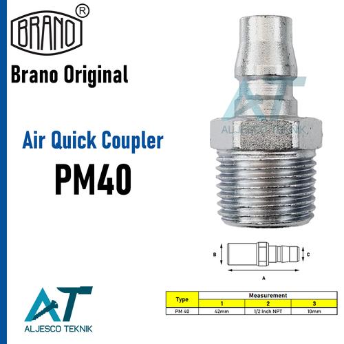 Jual BRANO PM40 PM QUICK COUPLER ANGIN 1/2 INCH PLUG DRAT LUAR - Kota ...