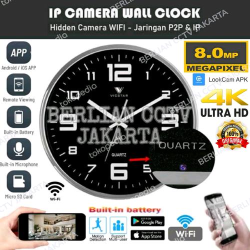 Jual IP CAMERA WALL CLOCK 4K 5MP CCTV SPY CAMERA SMART WIFI WIRELESS ...