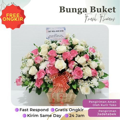 Jual Azura Florist Bunga Meja Mawar Pink Putih Merah Congratulation ...