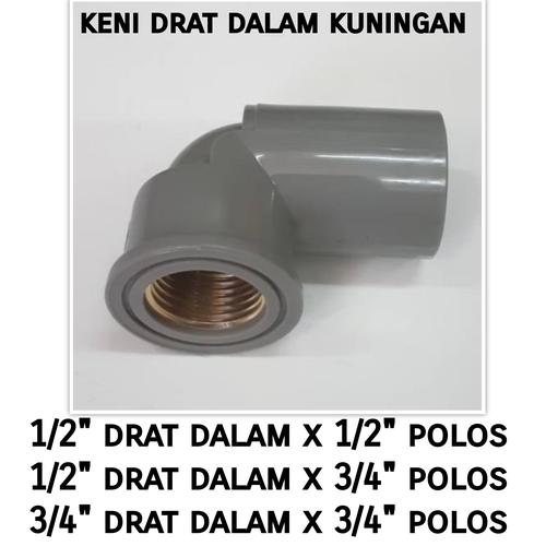 Jual Keni drat dalam kuningan 1/2 1/2 x 3/4 3/4 inch Faucet elbow knee knie - 1/2 x 1/2 - Kota ...