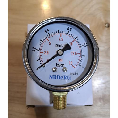 Jual Pressure gauge//manometer 2,5 inch 1 bar(kg/cm2)black steel - 2,5 ...