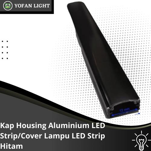 Jual Kap Housing Aluminium LED Strip / Cover Lampu LED Strip Hitam ...