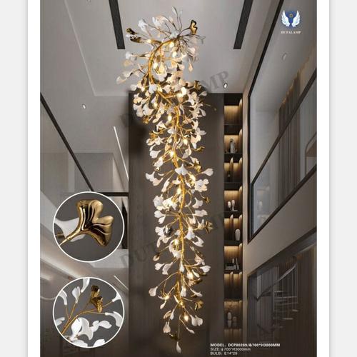 Jual Lampu gantung void tangga ranting daun modern gold dcp80289-D700mm ...