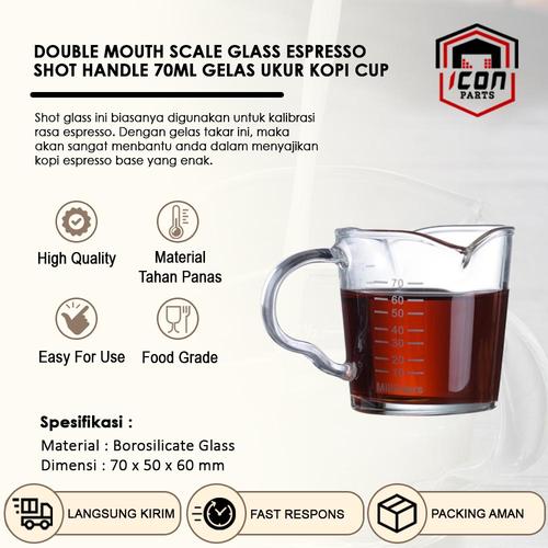 Jual Double Mouth Scale Glass Espresso Shot Handle 70ml Gelas Ukur Kopi ...