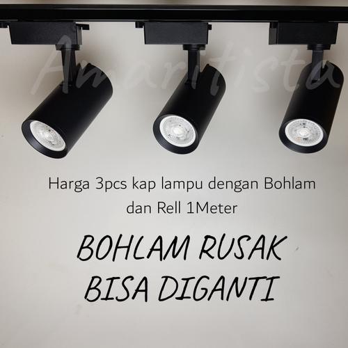Jual Paket Lampu Track Light Spot 2SET isi LED 7W inlite Rell 1Meter ...