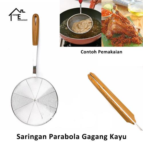 Jual Saringan Parabola Strainer - Mie / Pangsit / Stainless Gagang Kayu ...