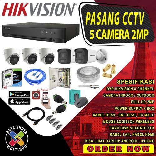 Jual cctv hikvision 5 camera 2 mega pixel sudah dengan pasang - PAKET 1 ...