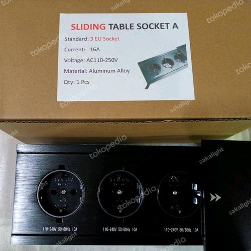 Jual SLIDING TABLE SOCKET 3 EU SOCKET 16A/STOP KONTAK MEJA MEETING 3 ...