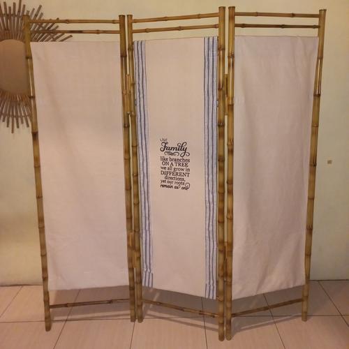 Jual Sketsel / Pembatas Ruangan / Partisi Bambu Kombinasi Kain Kanvas ...