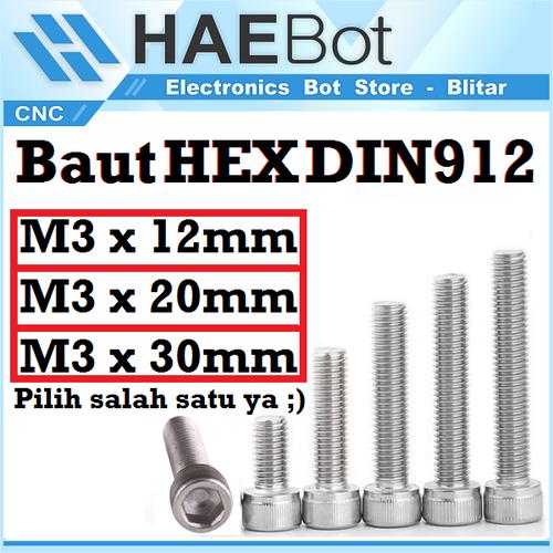 Jual [EBS] Baut L Hexagon DIN912 M3 Stainless Steel SS Hex 12 20 30mm ...