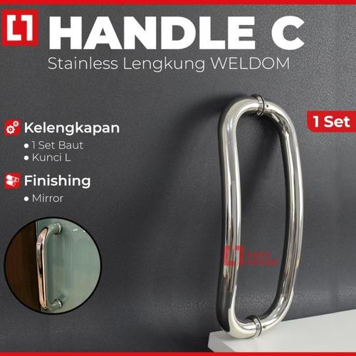 Jual Tarikan Gagang Handle Pintu Kaca Aluminium Stainless C Lengkung ...
