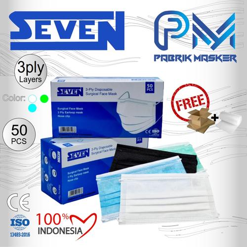 Jual MASKER SEVEN MEDIS 3 PLY HIJAU, BIRU, PUTIH ISI 50pcs - SEVEN Biru ...