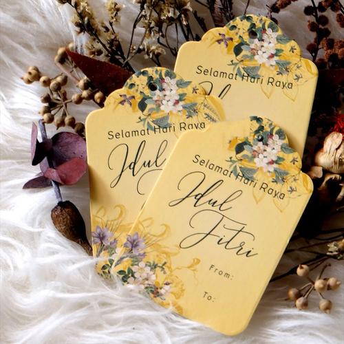 Jual Hangtag Idul Fitri Motif Bunga Kuning Tag Kartu Ucapan Parcel ...