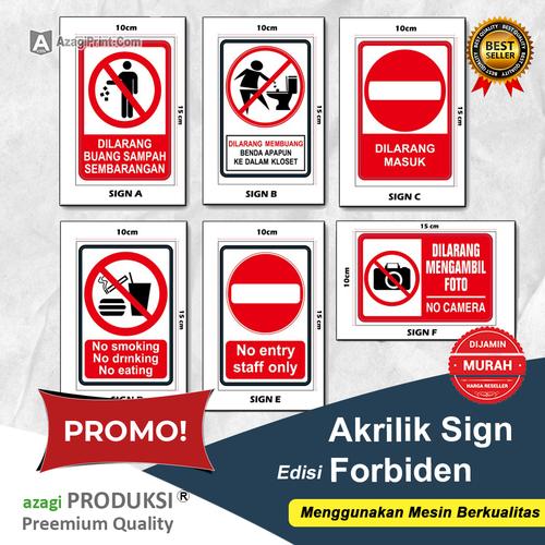 Jual Sign Label Sticker Pemberitahuan Forbiden / Larangan Uk 10x15cm ...