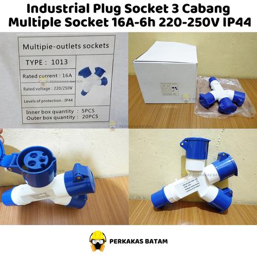 Jual Industrial Plug Socket 3 Cabang Multiple Socket 16A-6h 220-250V ...