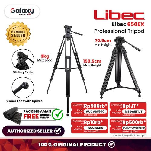 Promo Libec 650EX 650 EX Professional Tripod for Camcorder/DSLR/Mirrorless Cicil 0% 3x - Kota ...