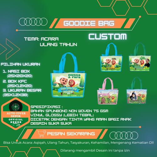 Jual Tas Goodie Bag Custom Acara Ulang Tahun Anak Ukuran Nasi Box-Box ...