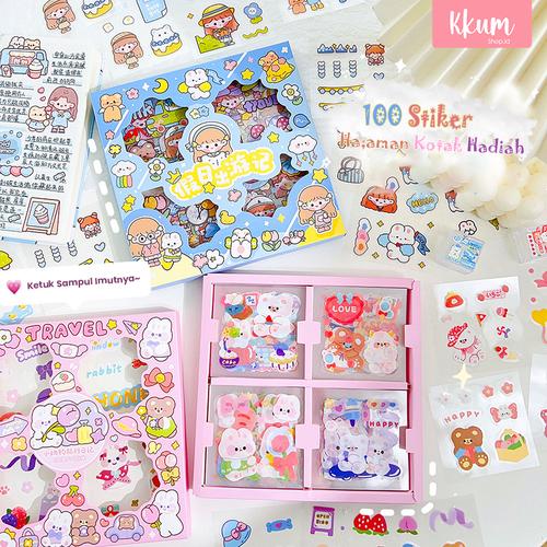 Jual 100 SHEET Stiker set diary book cute aesthetic/ Sticker deco motif ...