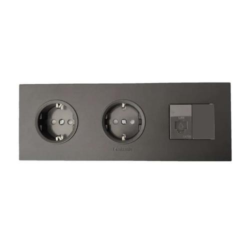 Jual PANASONIC Stop Kontak Dobel + Stop Data CAT5e 3 gang WESJ Hitam ...