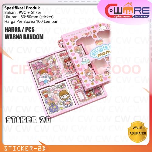 Promo 1 Box Stiker MOMO 2D Motif Kartun Korea Lucu Anti Air Dekor botol- DBS - Hijau - Kota ...