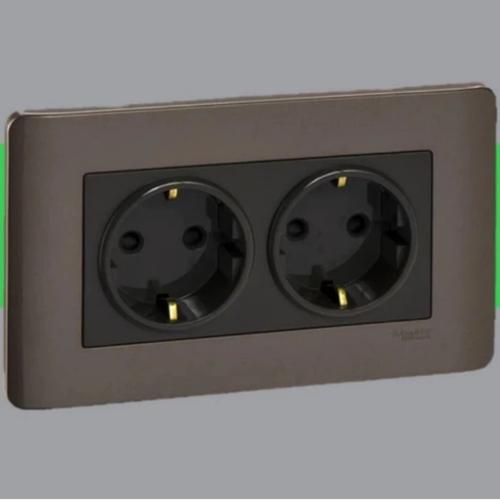 Jual Zencelo 2 Gang Stop Kontak + Stop Kontak Silver Bronze Schneider ...