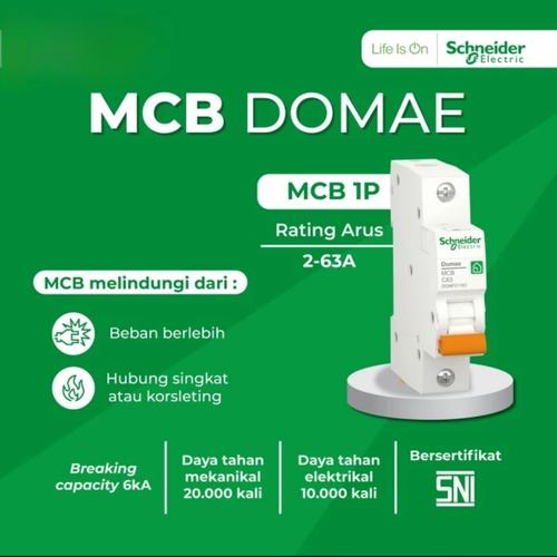 Jual MCB DOMAE SCHNEIDER NEW 1P 2A 4A 6A 10A 16A 20A 32A 40A 50A 63A SNI - 63A - Kota Bandung ...