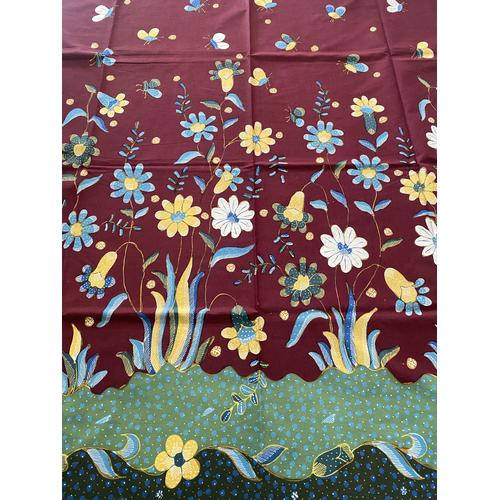 Jual Kain batik tulis cirebon motif bunga dasar warna merah maroon ...
